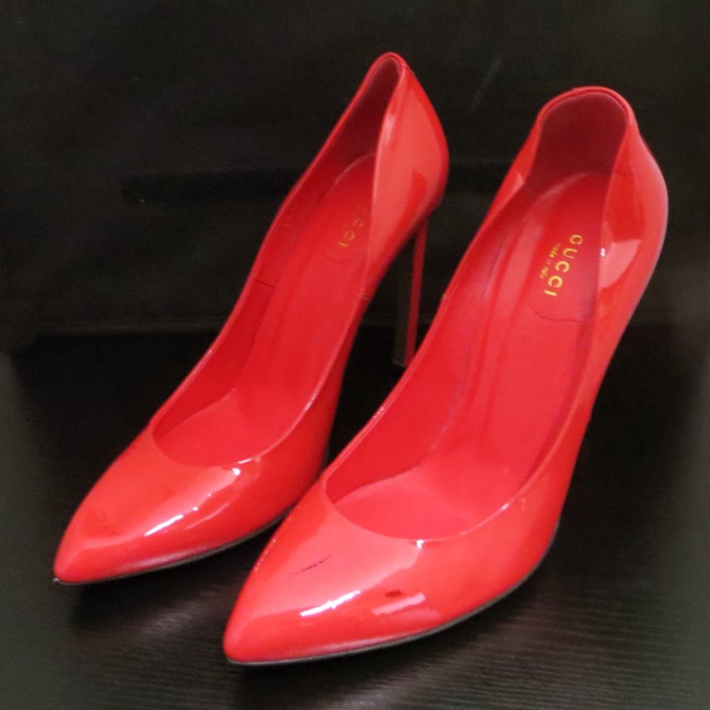 Gucci Stiletto's Tomato Red Leather Pumps / Heels Siz… - Gem